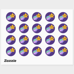 Cute Happy Shooting Star Classic Round Sticker | Zazzle