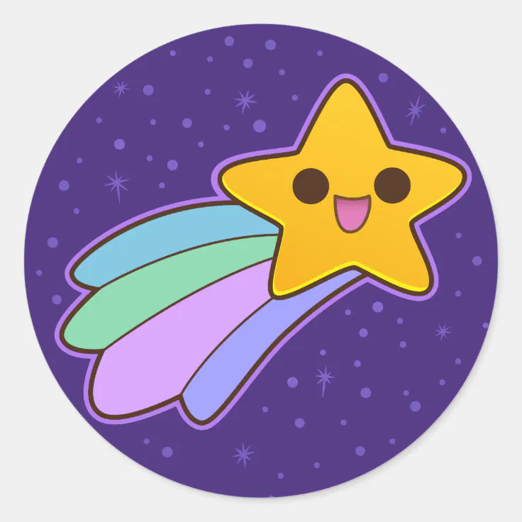 Cute Happy Shooting Star Classic Round Sticker | Zazzle
