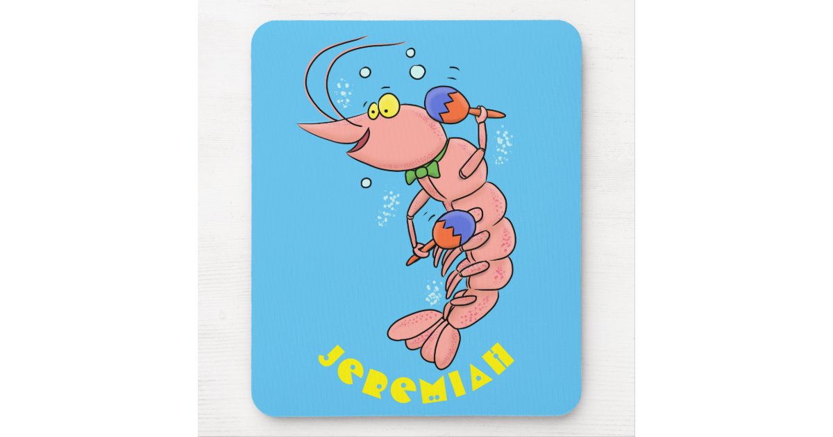 Cute happy shrimp, prawn cartoon mouse pad | Zazzle
