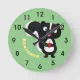Cute happy skunk cartoon illustration round clock | Zazzle