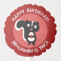 Cute happy skunk personalized cartoon birthday balloon | Zazzle