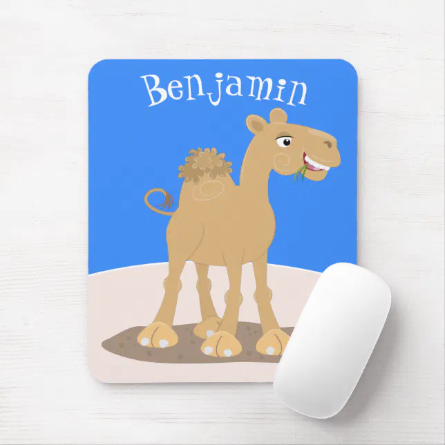 Cute happy smiling camel cartoon illustration mouse pad | Zazzle