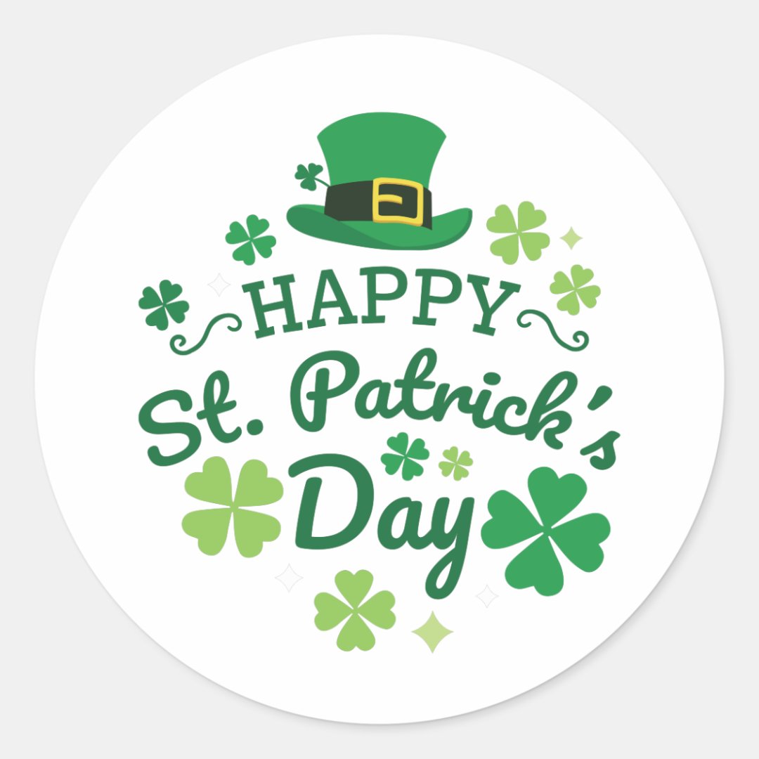 Cute Happy St. Patrick's Day Lucky Celebrate Print Classic Round ...