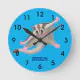Cute happy sugar glider cartoon illustration round clock | Zazzle