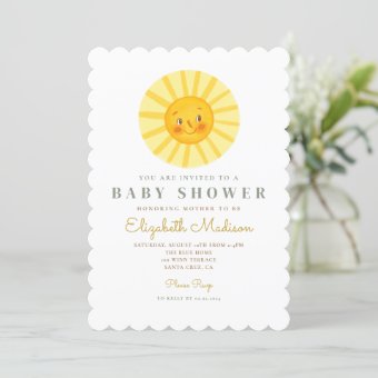 Cute Happy Sun Baby Shower Invitation | Zazzle