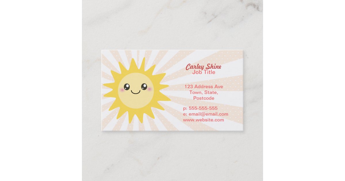 Cute Happy Sun business cards | Zazzle