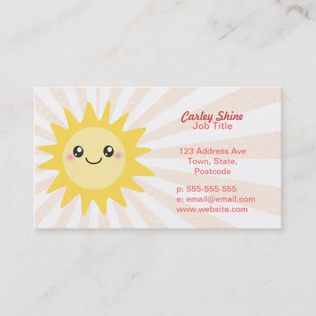 Cute Happy Sun business cards | Zazzle