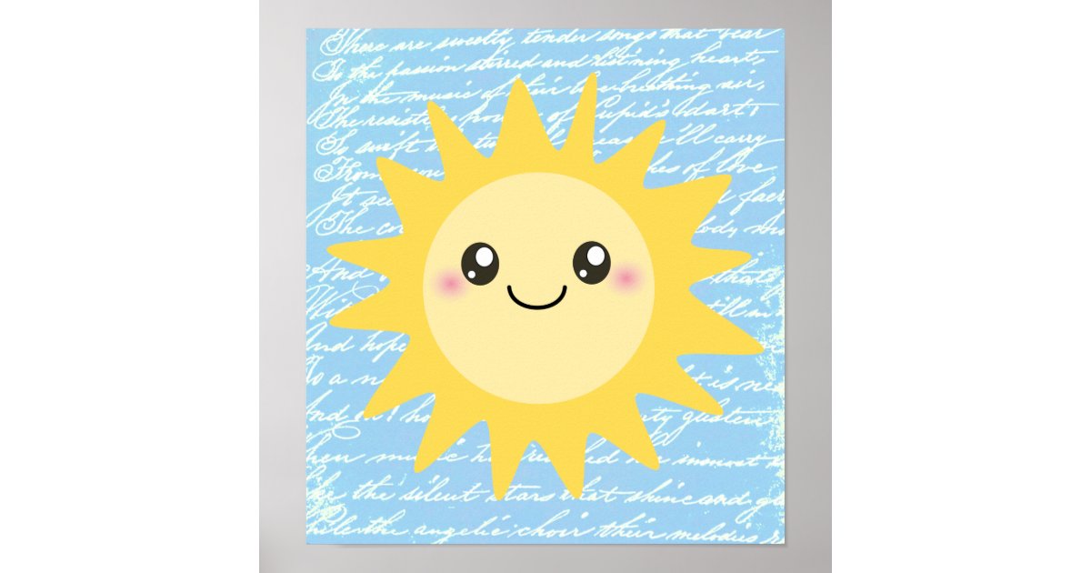 Cute Happy Sun Poster | Zazzle