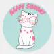 CUTE HAPPY SUNDAY CAT CLASSIC ROUND STICKER | Zazzle