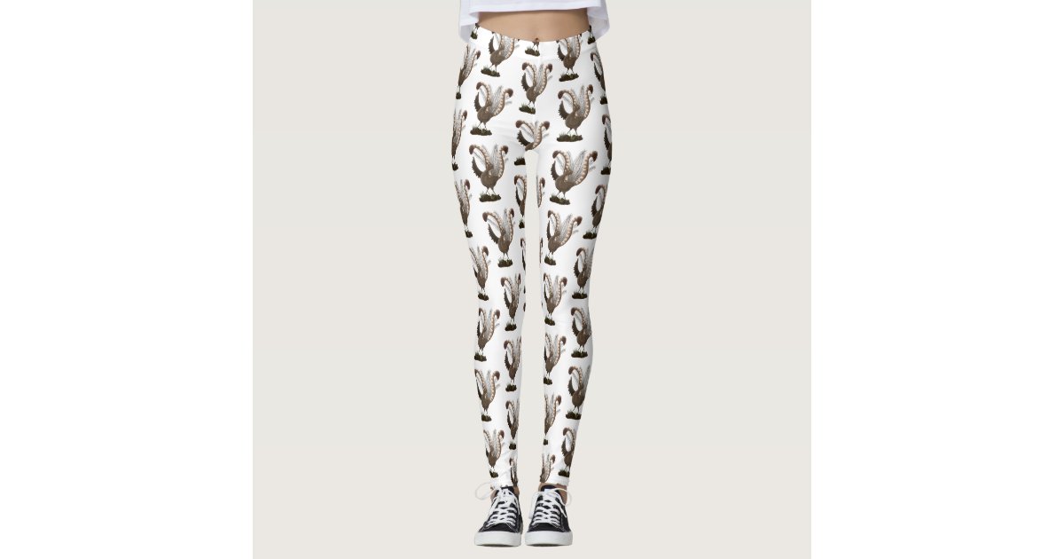 Cute happy superb lyrebird cartoon illustration leggings | Zazzle