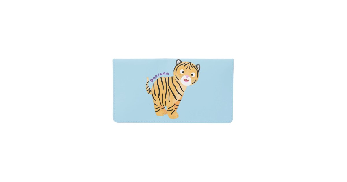 Cute happy tiger cub cartoon checkbook cover | Zazzle