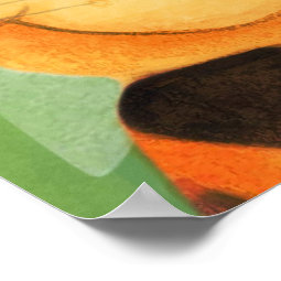 Cute happy tiger face square poster print | Zazzle