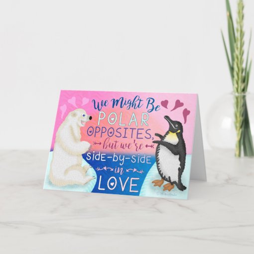 Cute Happy Valentine's Day Polar Bear Penguin Love Holiday Card | Zazzle