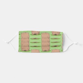 Cute happy wombat cartoon illustration adult cloth face mask | Zazzle