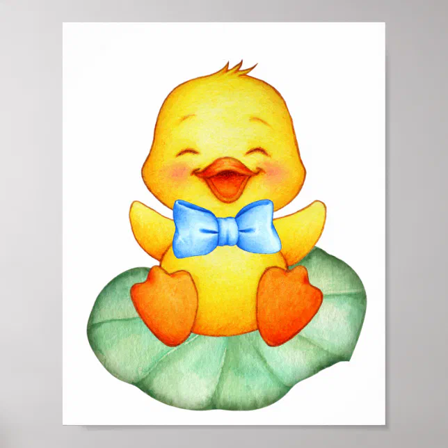 Cute happy yellow duckling poster | Zazzle