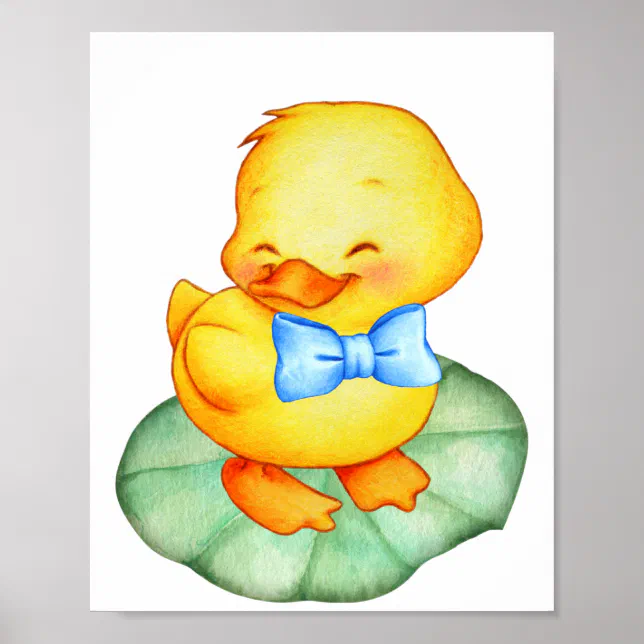 Cute happy yellow duckling poster | Zazzle