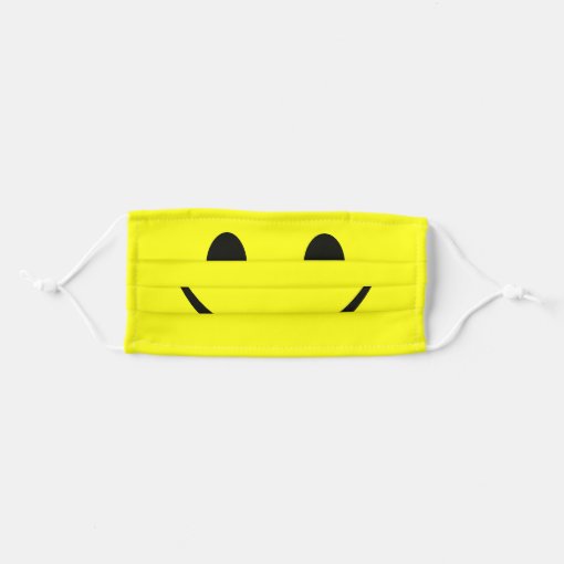 Cute Happy Yellow Face Adult Cloth Face Mask | Zazzle