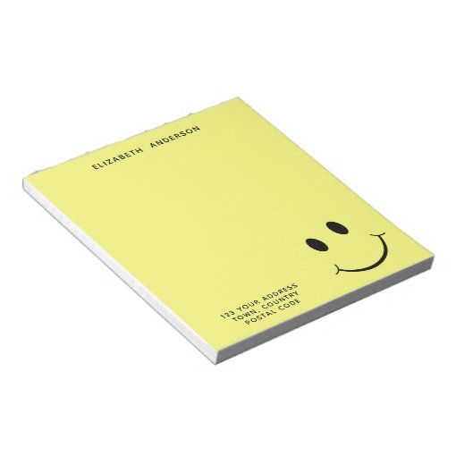 Cute Happy Yellow Face Personalized Address Notepad | Zazzle