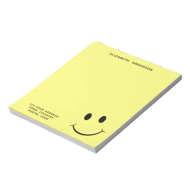 Cute Happy Yellow Face Personalized Address Notepad | Zazzle
