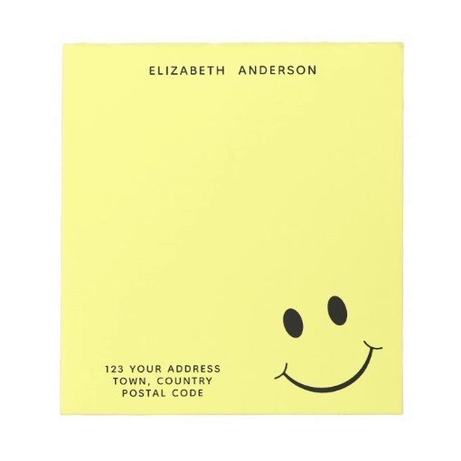 Cute Happy Yellow Face Personalized Address Notepad | Zazzle