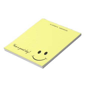 Cute Happy Yellow Face Personalized Notepad | Zazzle