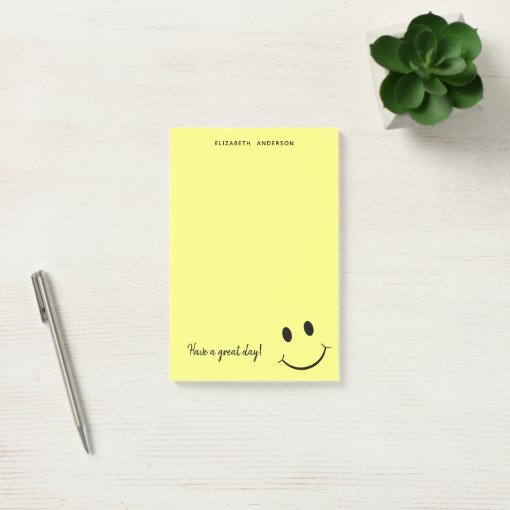 Cute Happy Yellow Face Personalized Post-it Notes | Zazzle