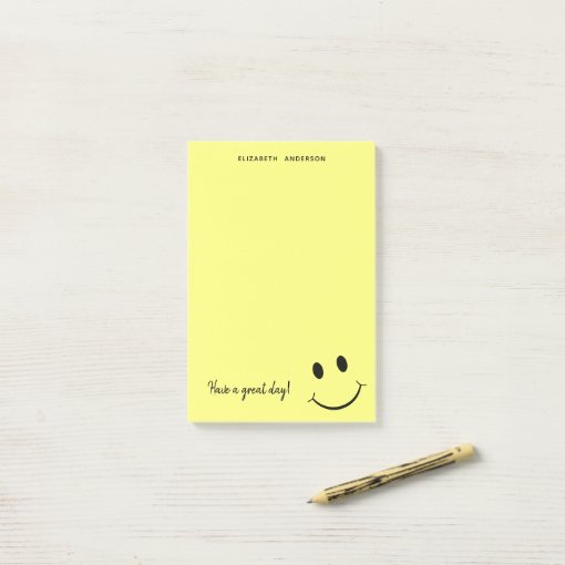 Cute Happy Yellow Face Personalized Post-it Notes | Zazzle