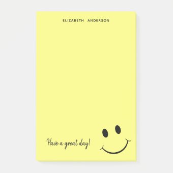 Cute Happy Yellow Face Personalized Post-it Notes | Zazzle