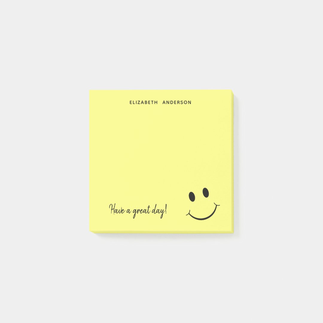 Cute Happy Yellow Face Personalized | Small Post-it Notes | Zazzle