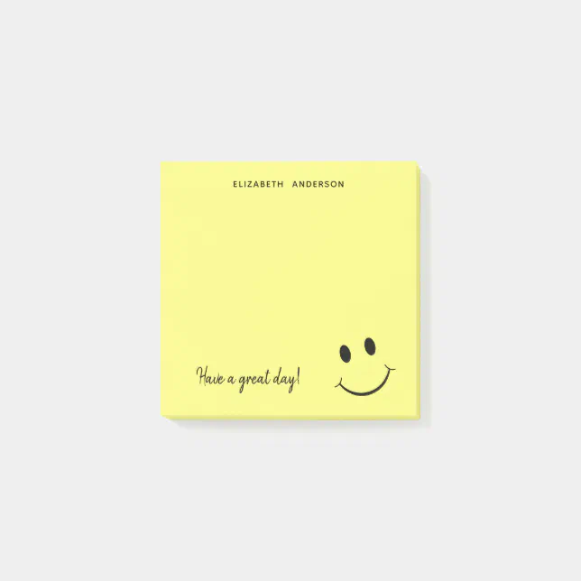 Cute Happy Yellow Face Personalized | Small Post-it Notes | Zazzle