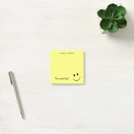 Cute Happy Yellow Face Personalized | Small Post-it Notes | Zazzle