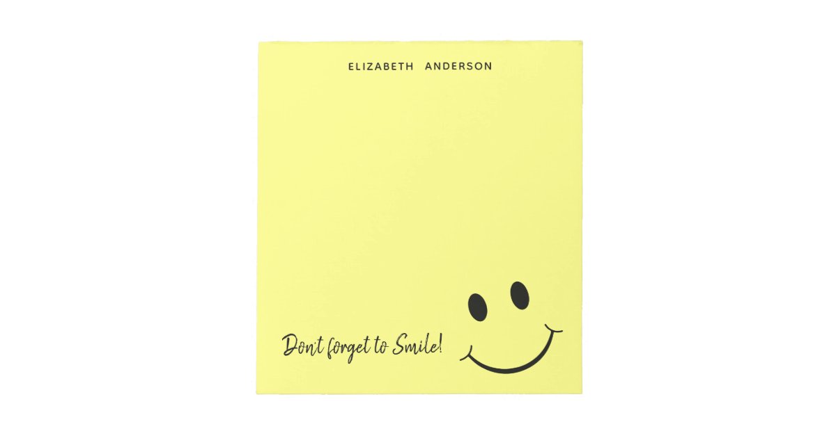 Cute Happy Yellow Face Smile Personalized Notepad | Zazzle