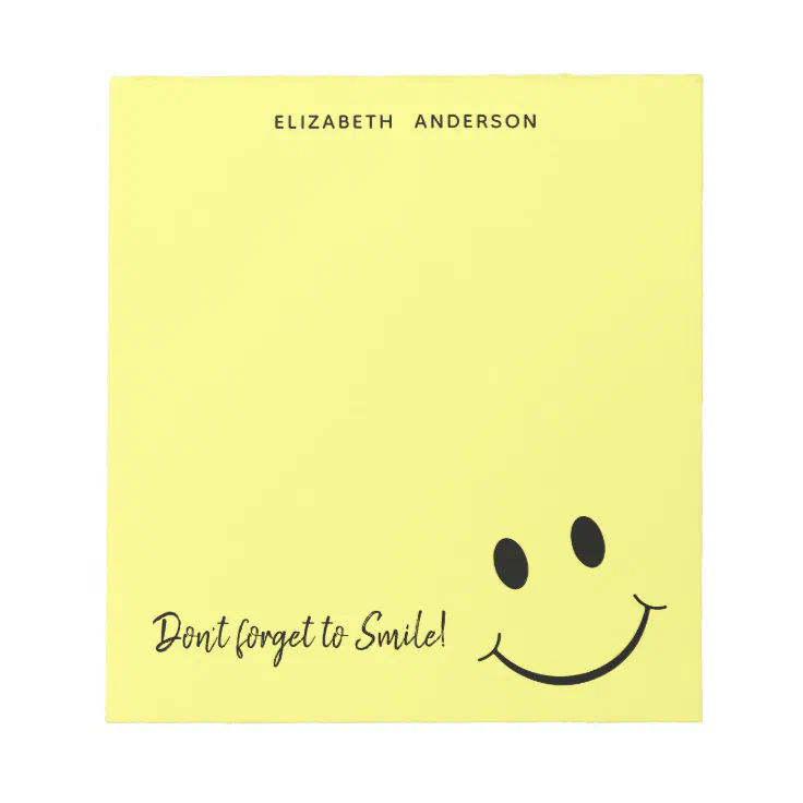 Cute Happy Yellow Face Smile Personalized Notepad | Zazzle