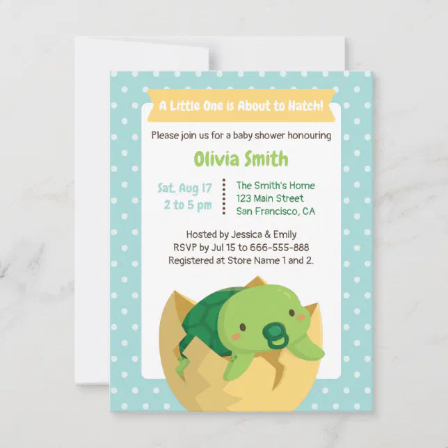 Cute Hatching Turtle Boy Baby Shower Invitations | Zazzle