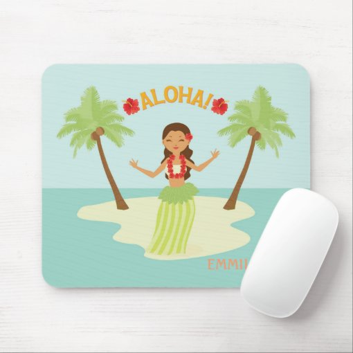 Cute Hawaiian Hula Girl Luau Aloha Mouse Pad | Zazzle