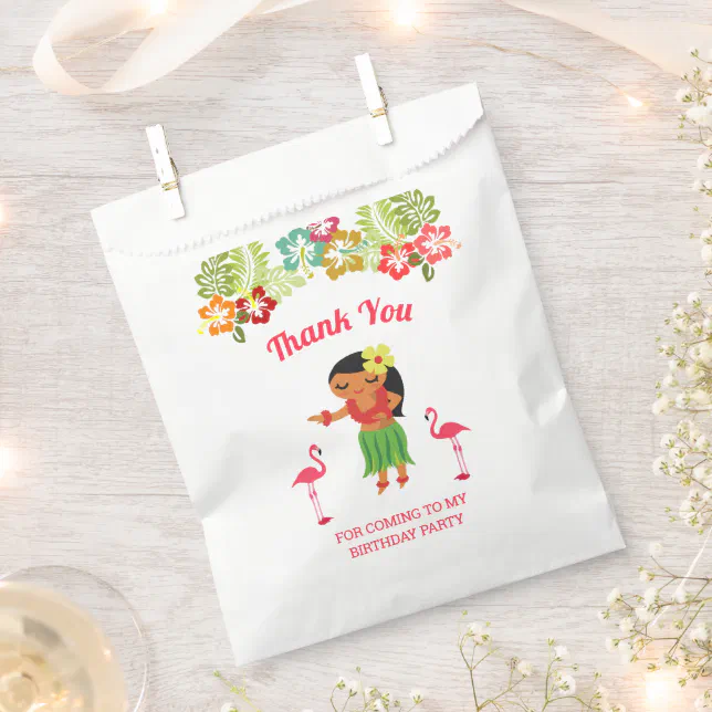 Cute Hawaiian Hula Girl Luau Birthday Party Favor Bag | Zazzle