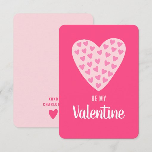 Cute Heart "Be My Valentine" Personalized Name Note Card | Zazzle