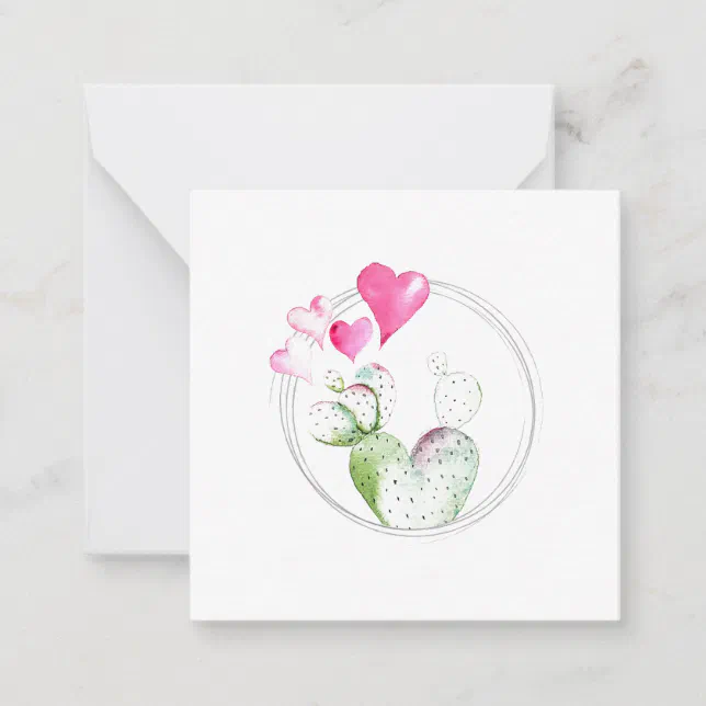 Cute Heart Cactus Plant Note Card | Zazzle
