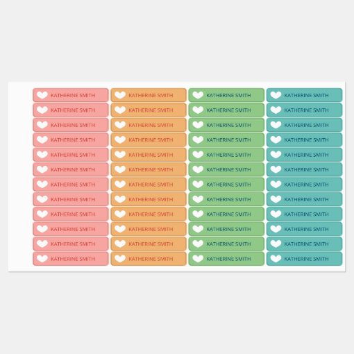 Cute Heart Colorful Labels | Zazzle