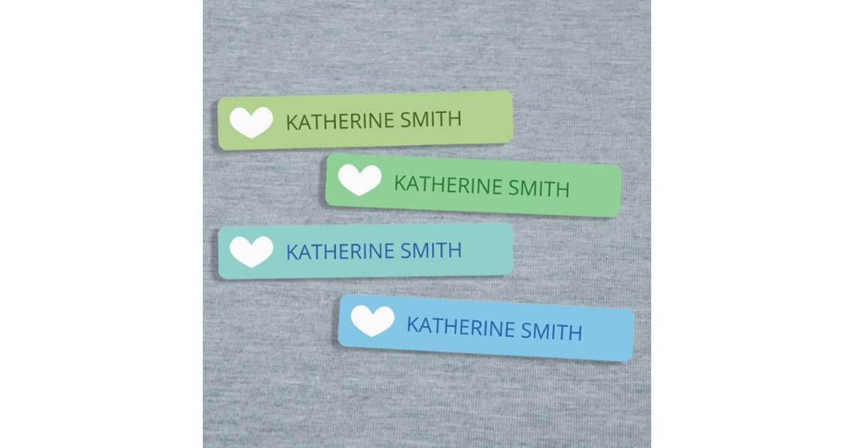 Cute Heart Green Turquoise Blue Labels | Zazzle