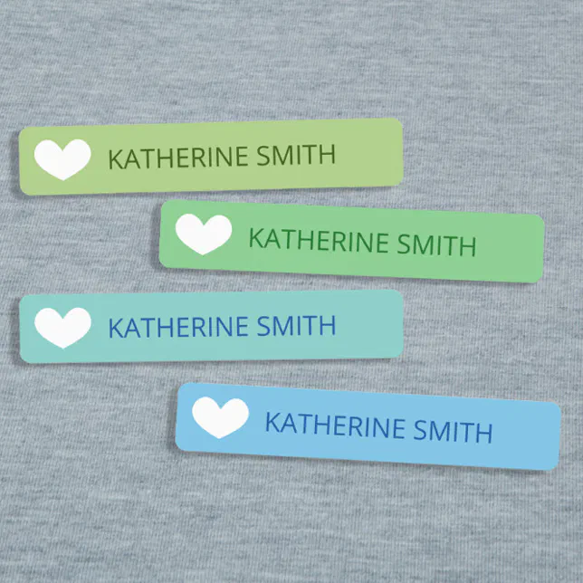 Cute Heart Green Turquoise Blue Labels | Zazzle