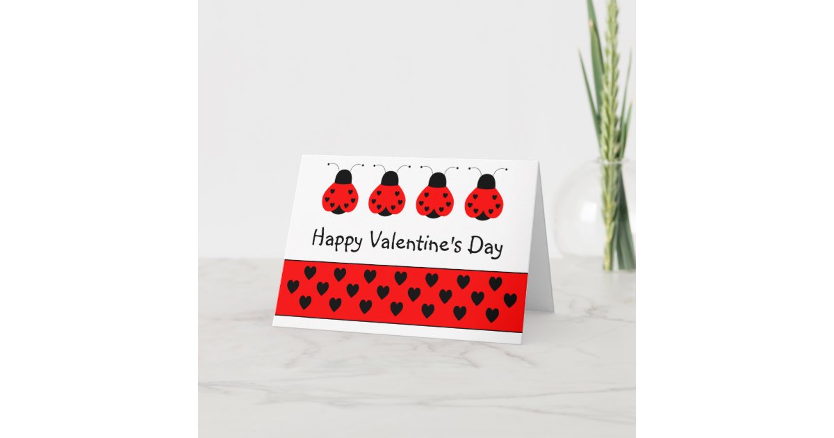 Cute Heart Ladybug Valentine Greeting Card | Zazzle