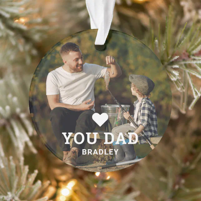 Cute HEART LOVE YOU DAD Photo Names Ornament | Zazzle