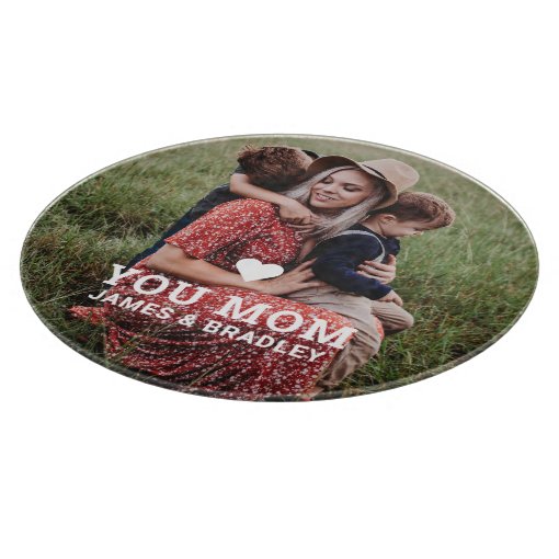 Cute Heart Love You Mom Mother's Day Photo Cutting Board | Zazzle