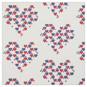 Red Blue Hearts Nurse Doctor Pattern Fabric | Zazzle