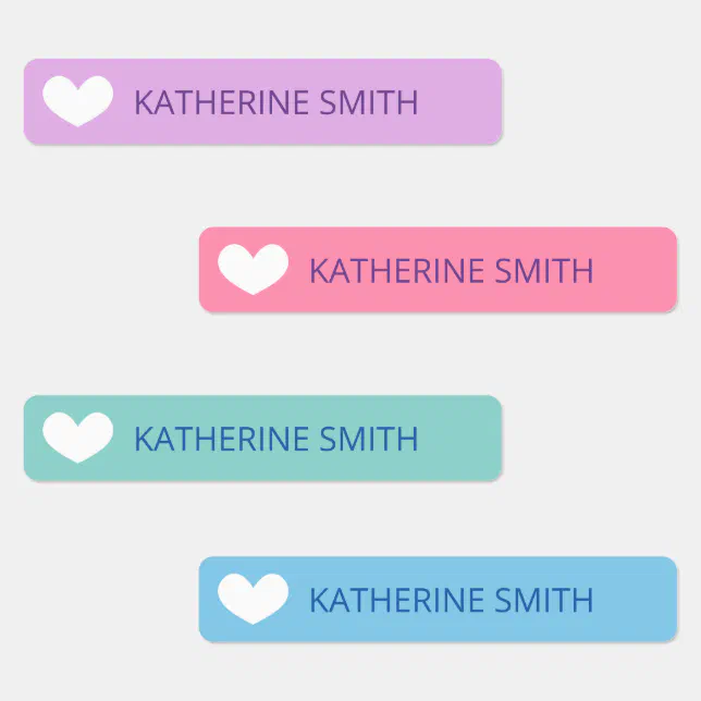 Cute Heart Purple Blue Labels | Zazzle