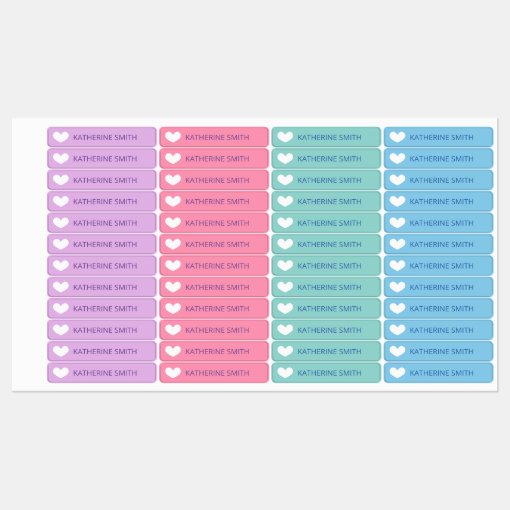 Cute Heart Purple Blue Labels | Zazzle