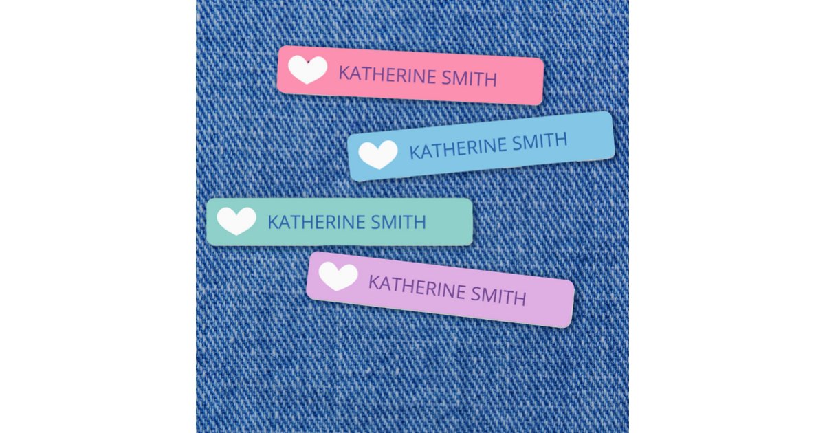 Cute Heart Purple Blue Labels | Zazzle