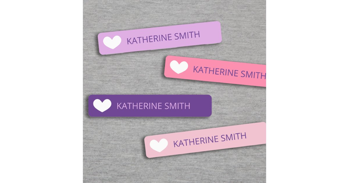 Cute Heart Purple PInk Violet Labels | Zazzle
