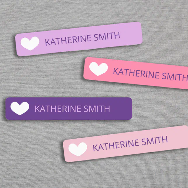 Cute Heart Purple PInk Violet Labels | Zazzle